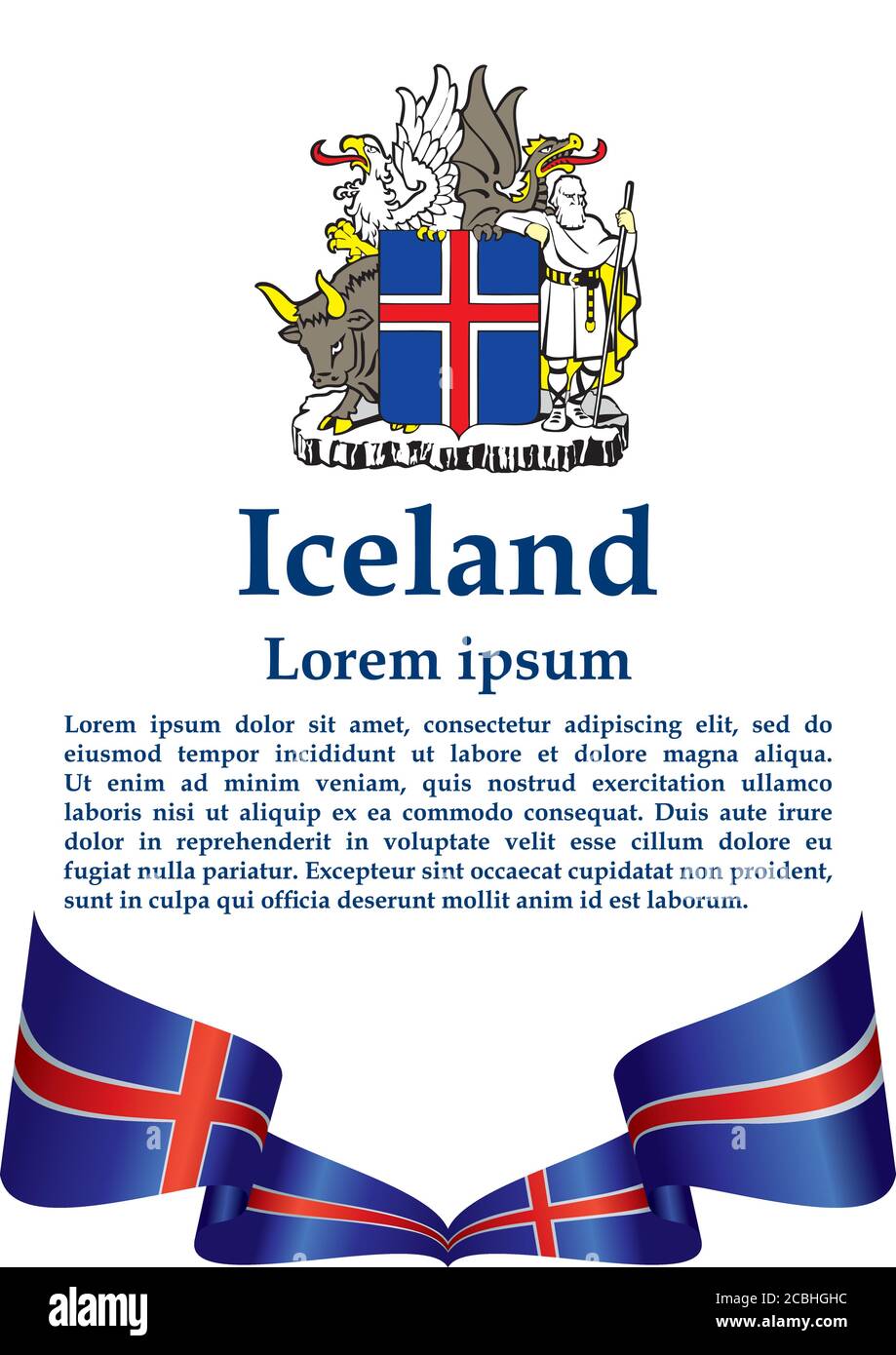 Flag of Iceland, Iceland. Template for award design, an official ...