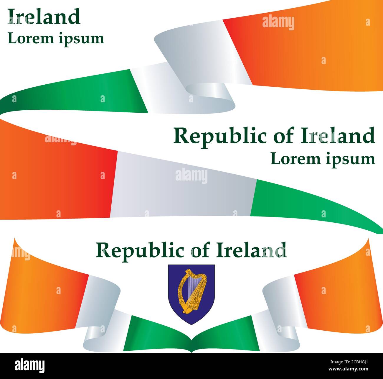 Flag of Ireland, Republic of Ireland. Template for award design, an ...
