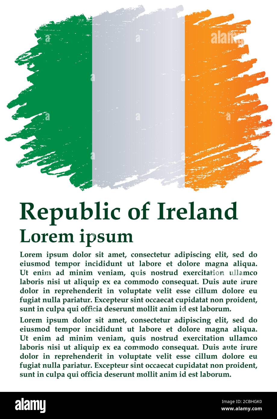 Flag of Ireland, Republic of Ireland. Template for award design, an ...