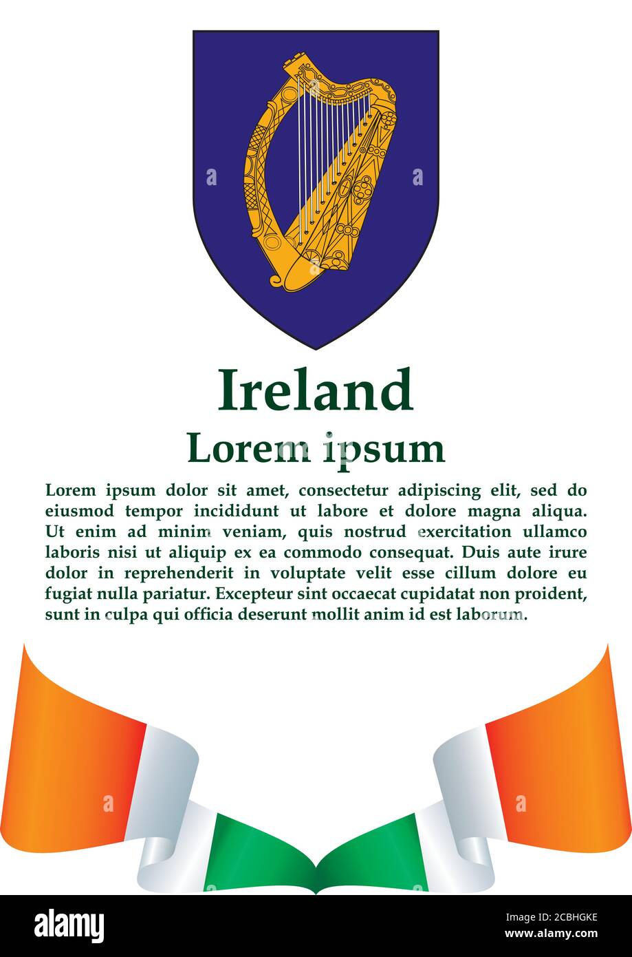 Flag of Ireland, Republic of Ireland. Template for award design, an ...