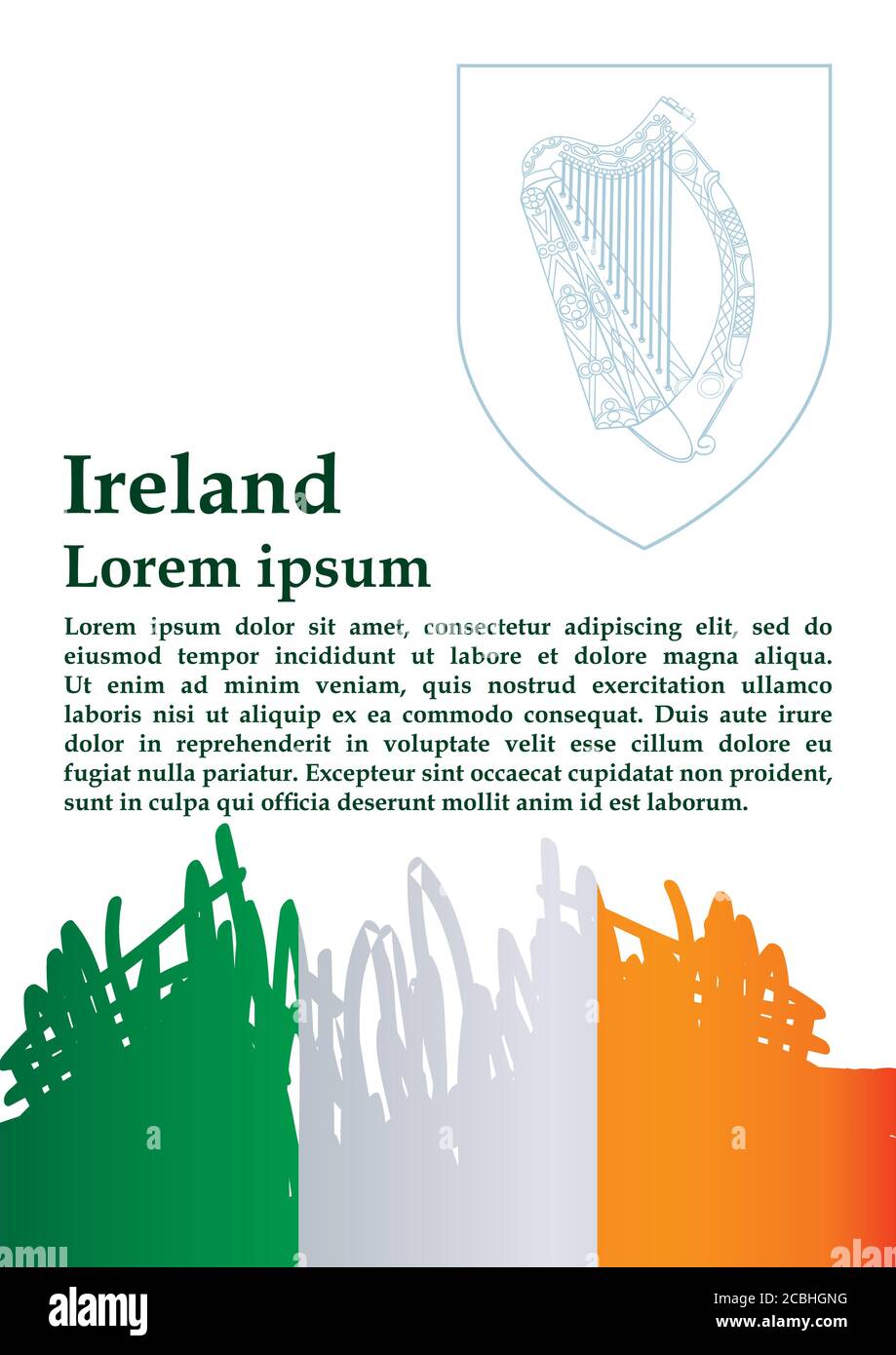 Flag of Ireland, Republic of Ireland. Template for award design, an ...