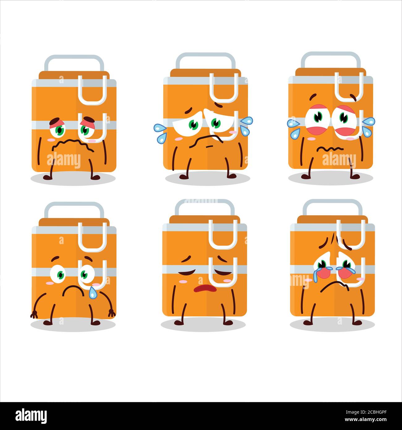 Orange lunch box cartoon character with sad expression Stock Vector ...