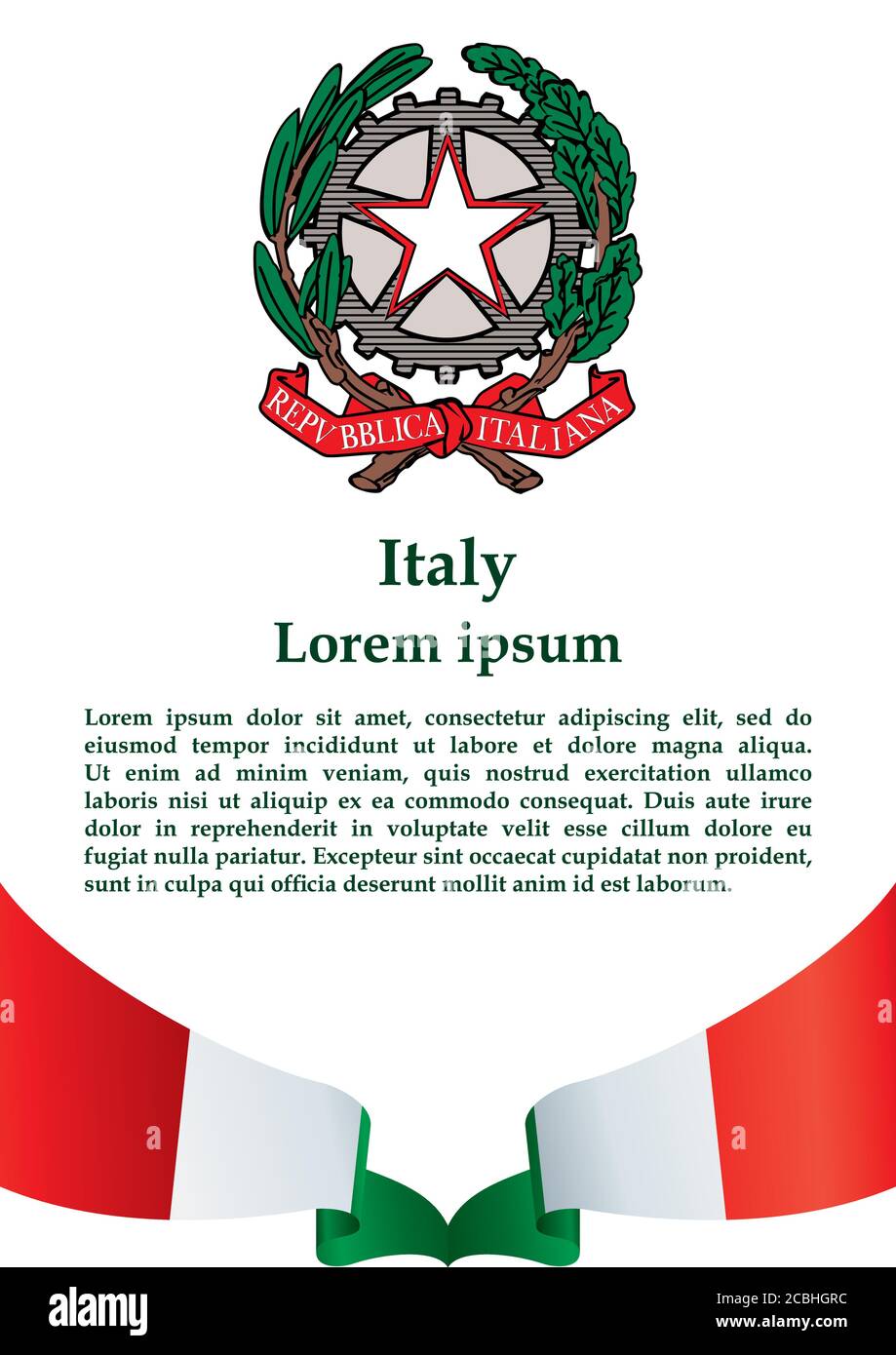 Flag of Italy, Italian Republic. Template for award design, an official ...