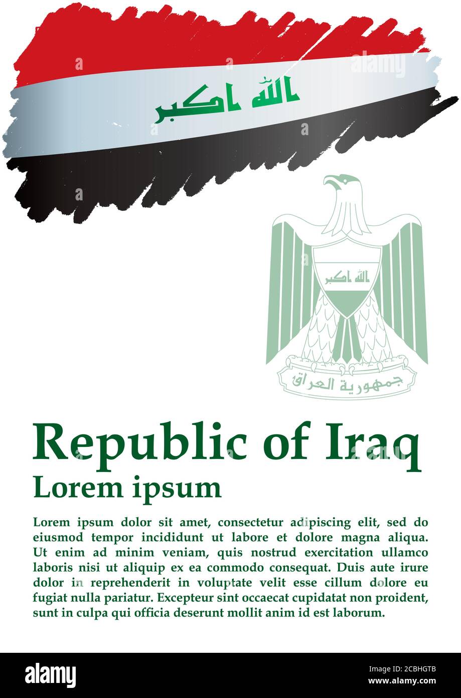 Flag of Iraq, Republic of Iraq. Template for award design, an official ...