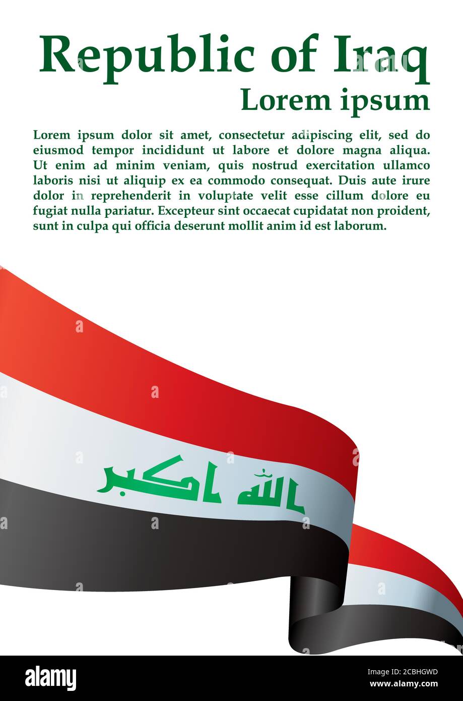 Flag of Iraq, Republic of Iraq. Template for award design, an official ...