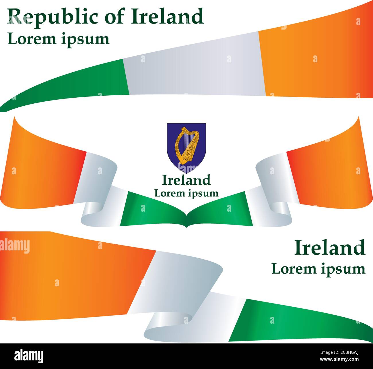 Flag of Ireland, Republic of Ireland. Template for award design, an ...
