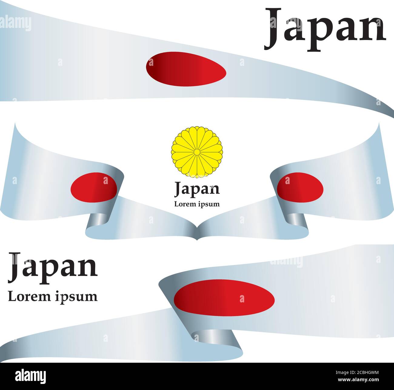 Flag of Japan, Land of the Rising Sun. Template for award design, an ...