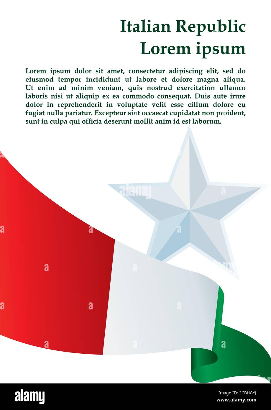 Flag of Italy, Italian Republic. Template for award design, an official ...