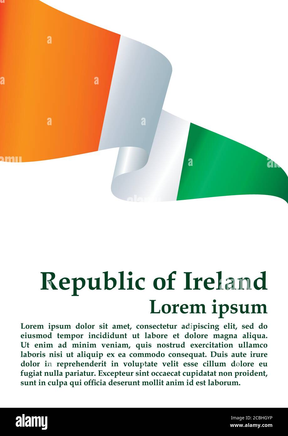 Flag of Ireland, Republic of Ireland. Template for award design, an ...