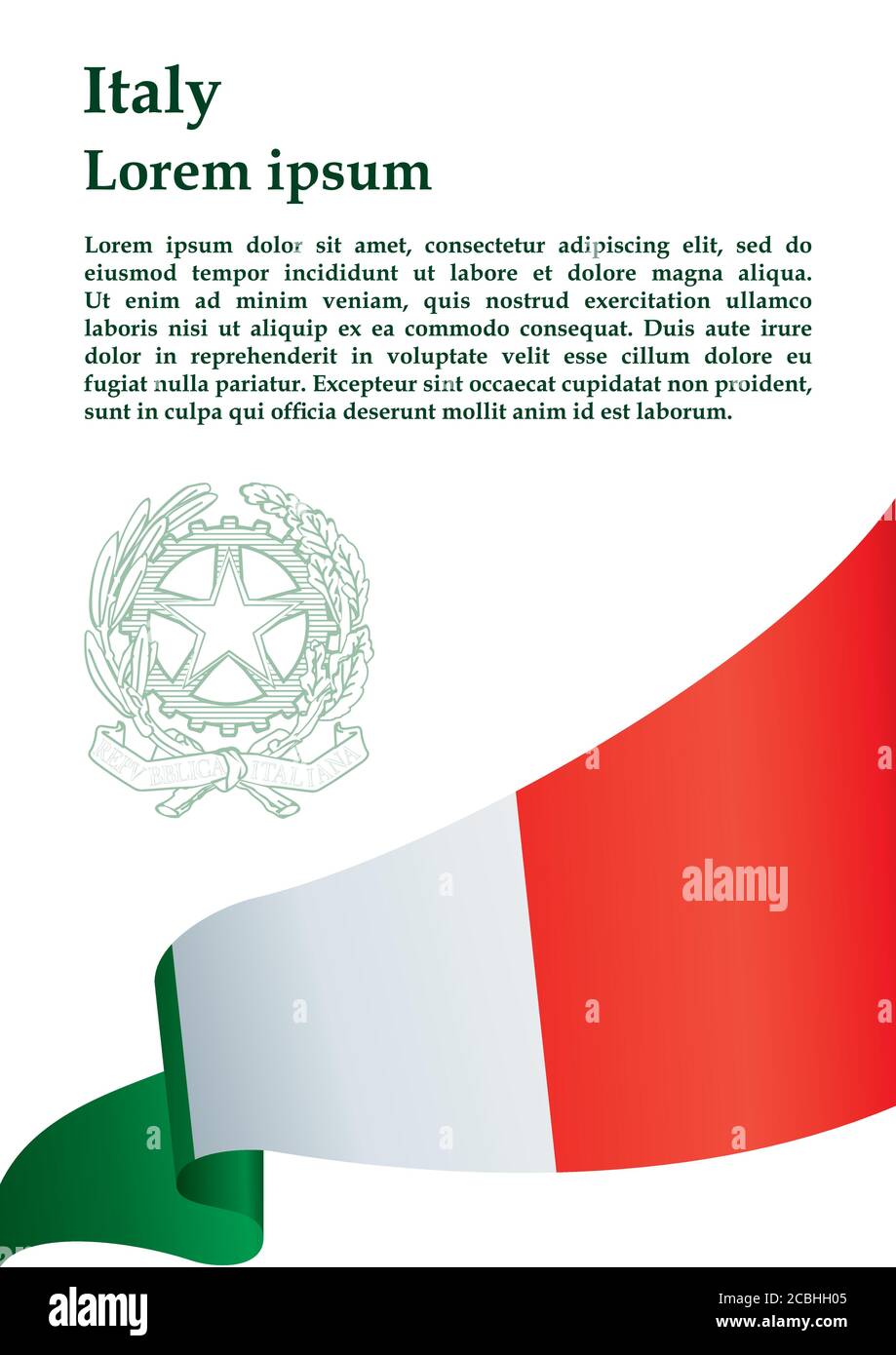 Flag of Italy, Italian Republic. Template for award design, an official ...