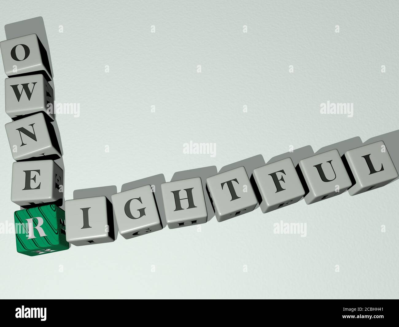 RIGHTFUL OWNER crossword by cubic dice letters - 3D illustration for ...
