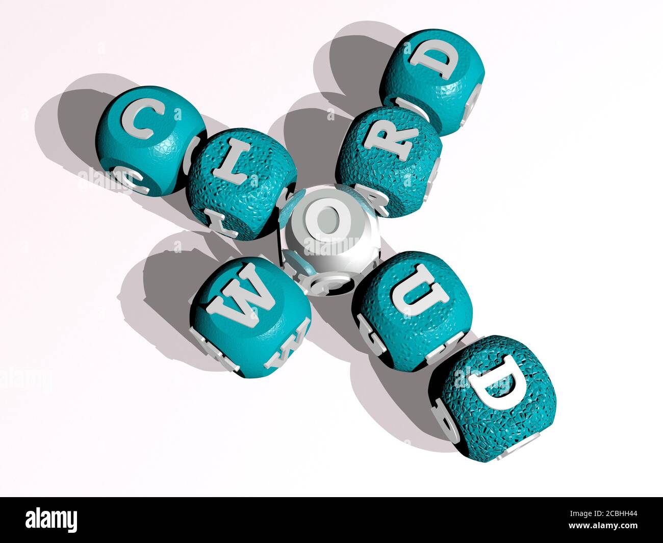 word cloud crossword of curved text made of individual letters - 3D ...