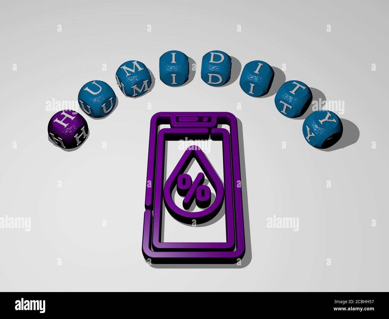 humidity icon surrounded by the text of individual letters - 3D ...