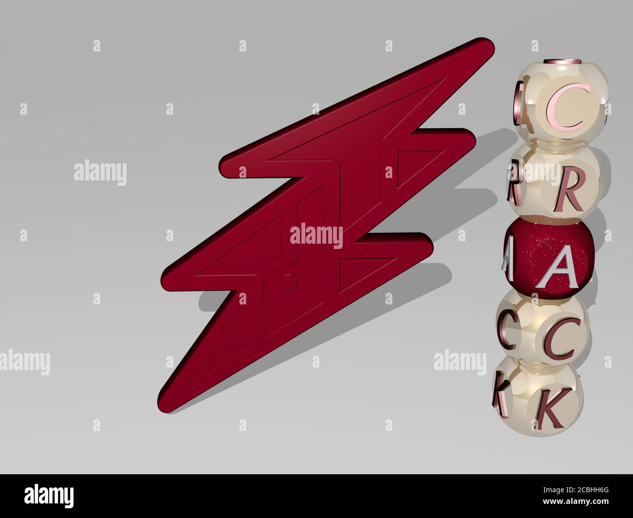 crack 3D icon beside the vertical text of individual letters - 3D ...