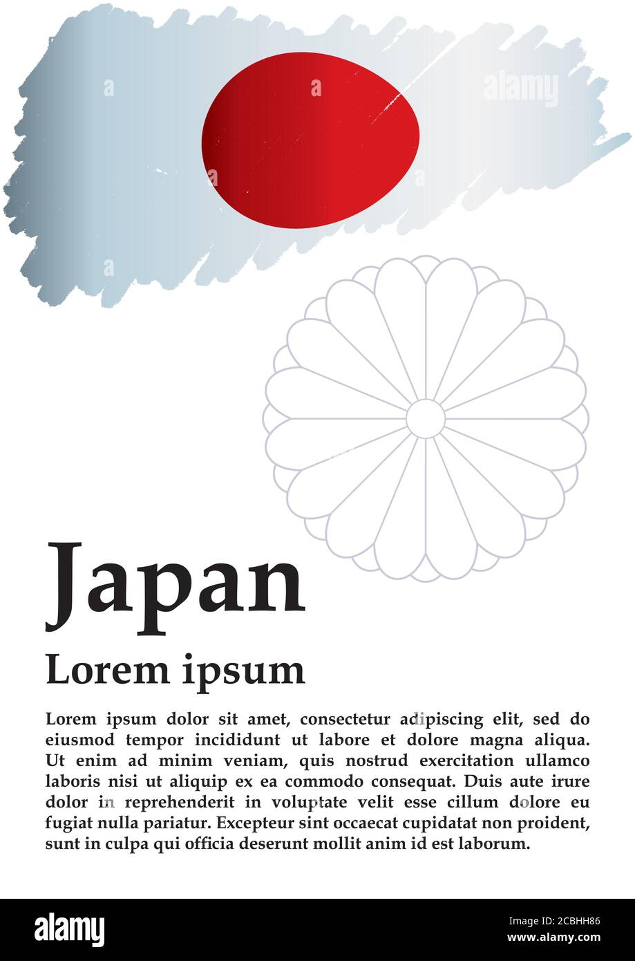 Flag of Japan, Land of the Rising Sun. Template for award design, an ...