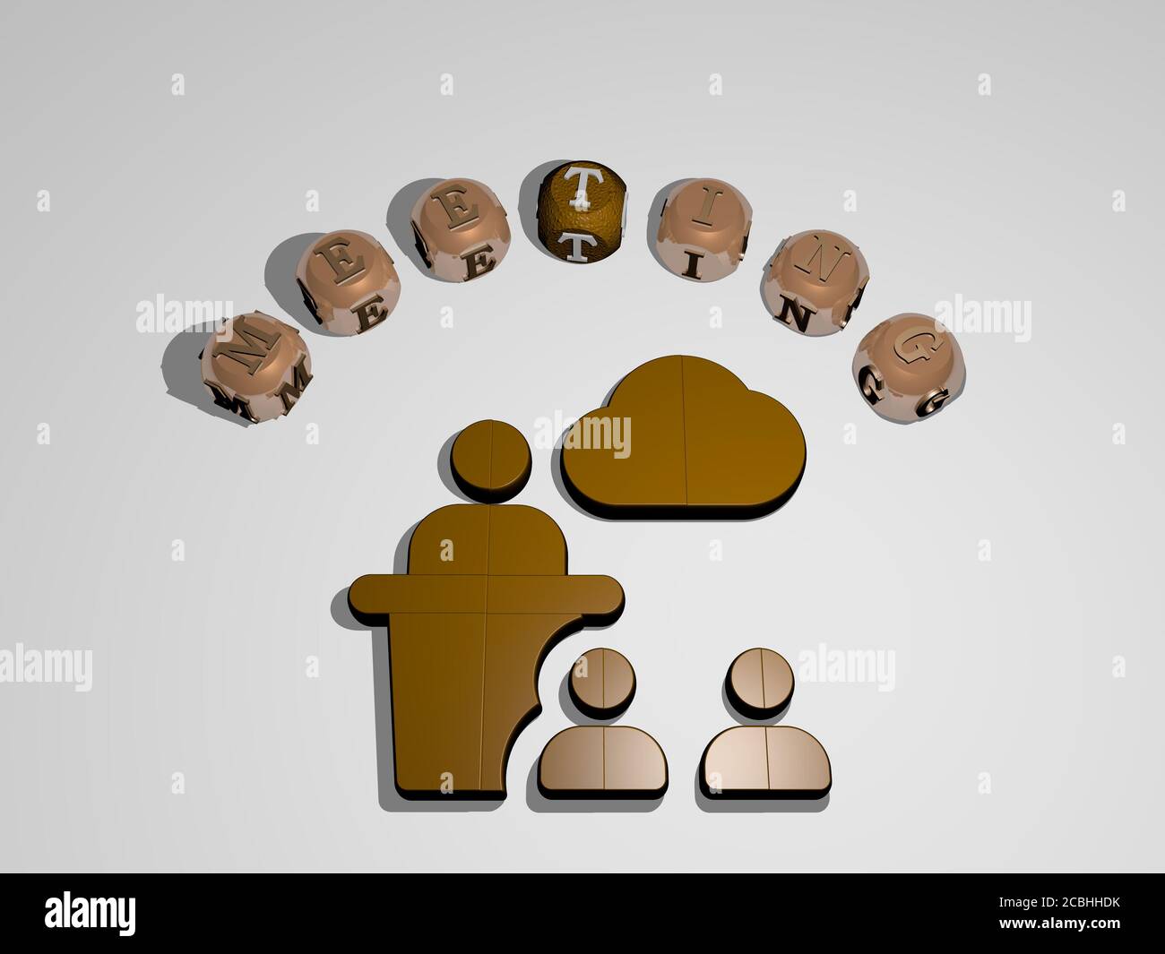 MEETING 3D icon surrounded by the text of cubic letters - 3D ...
