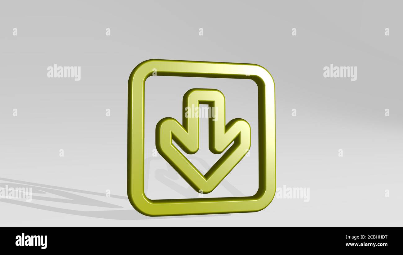 arrow thick down 3D icon casting shadow - 3D illustration for ...