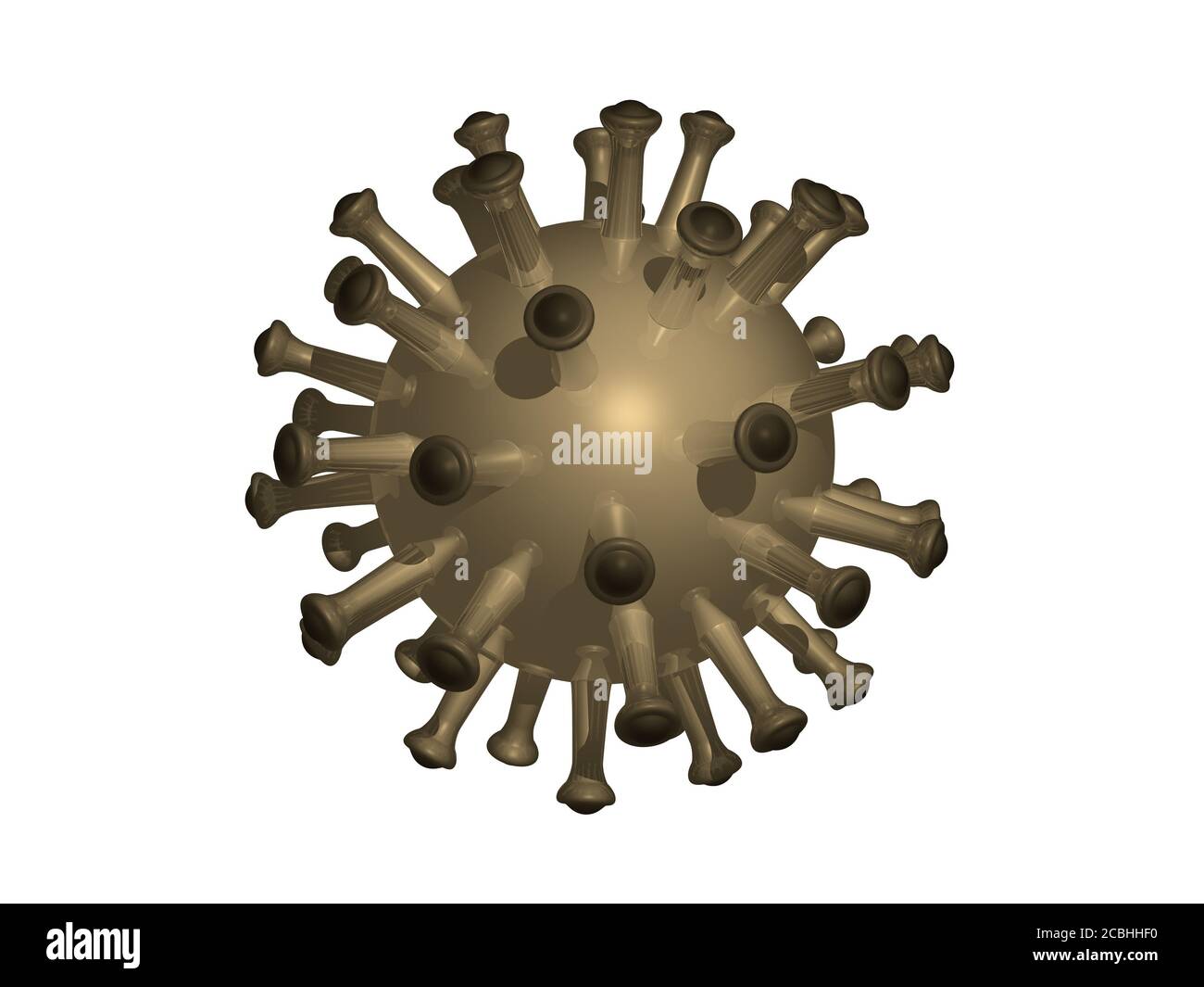 brass CORONA virus illustration having sticky arms around the body with ...
