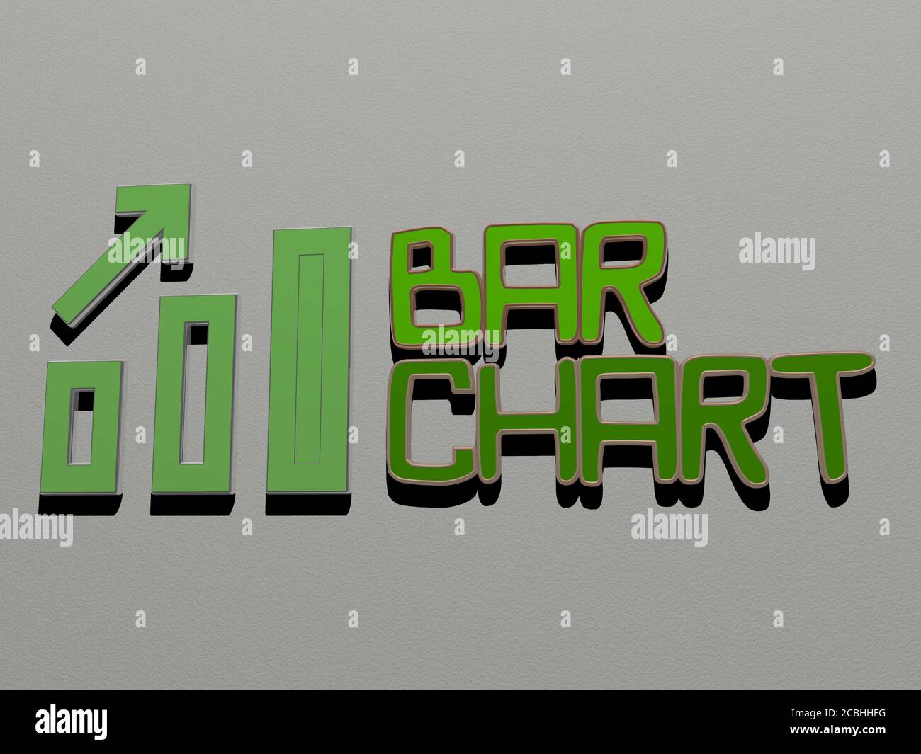BAR CHART icon and text on the wall - 3D illustration for background ...