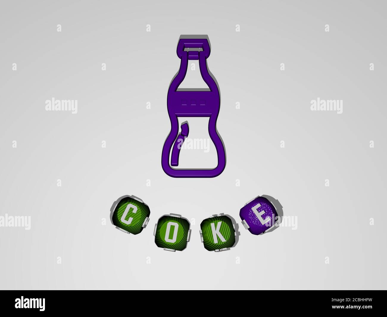 COKE text around the 3D icon - 3D illustration for cola and coca Stock ...