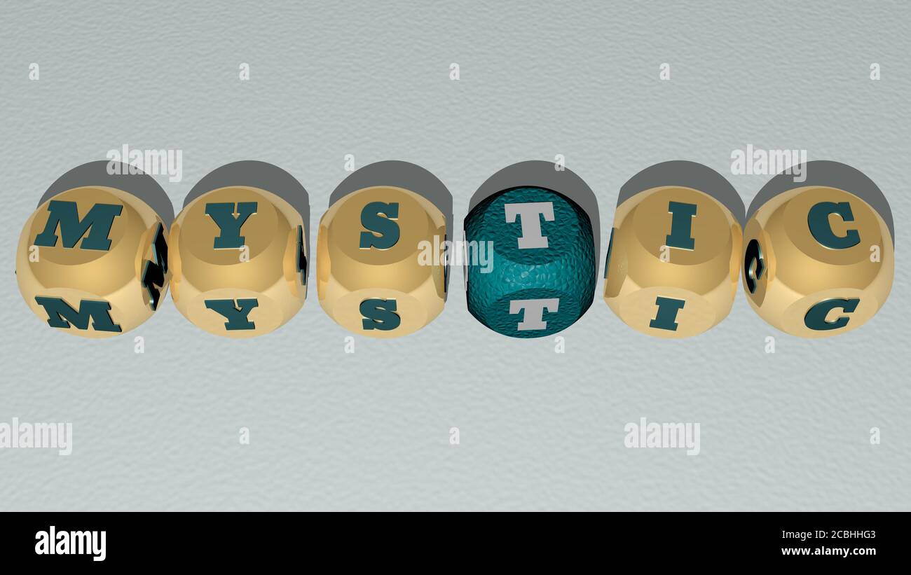 mystic text by cubic dice letters - 3D illustration for background and ...