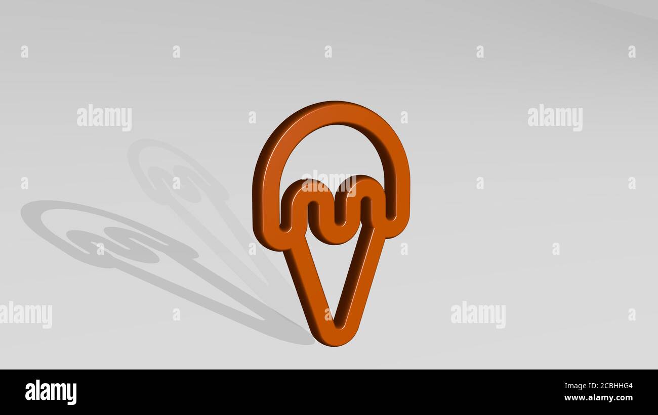 ICE CREAM CONE 3D icon casting shadow - 3D illustration for background ...