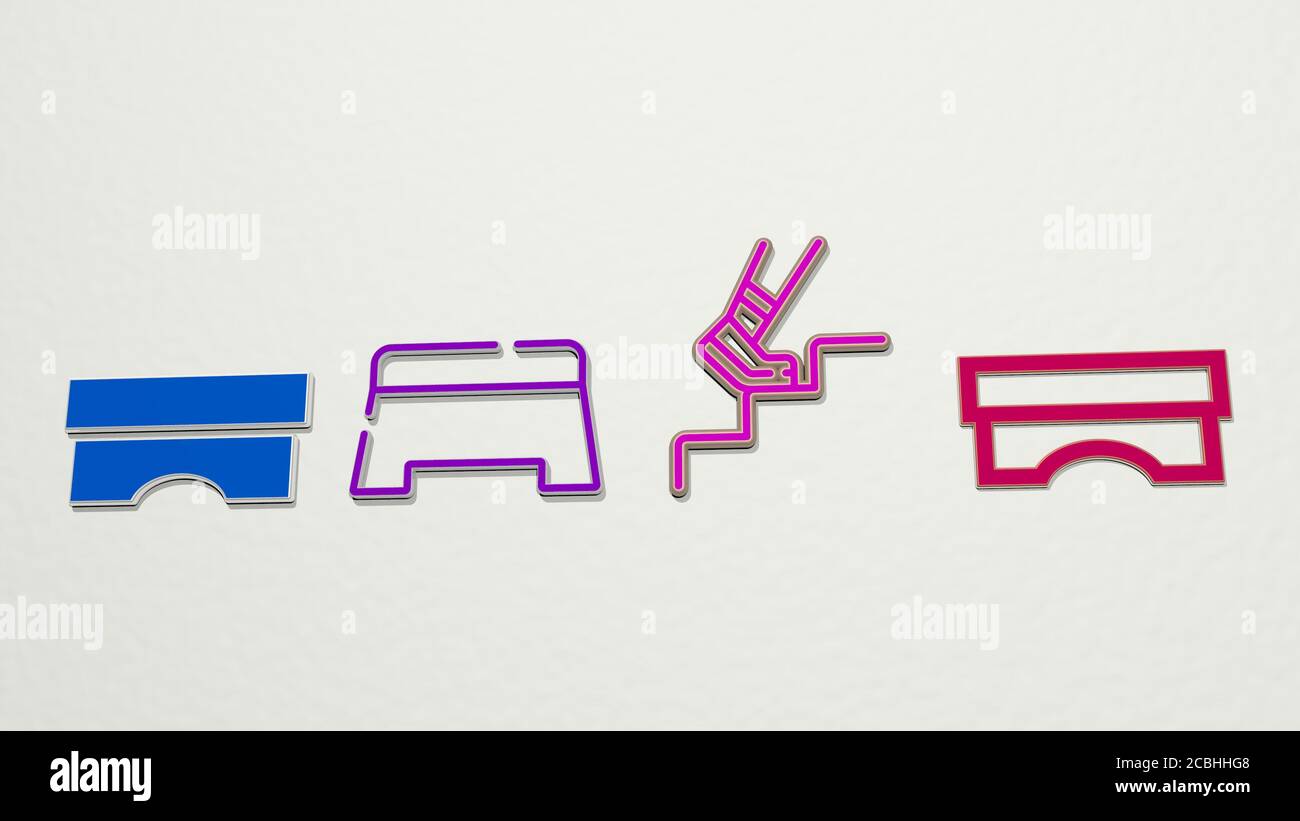 STEP 4 icons set - 3D illustration for business and background Stock ...