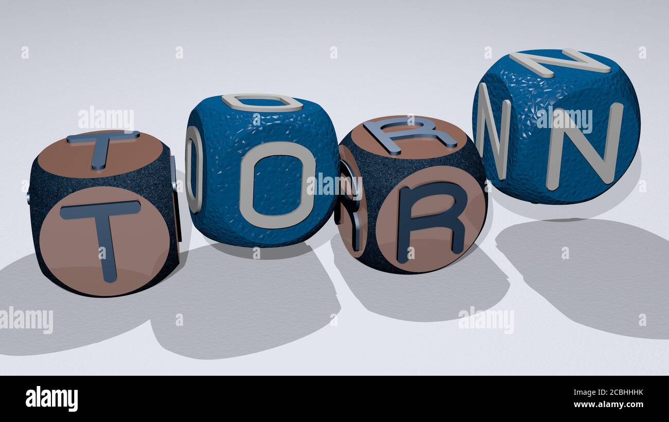 torn text by dancing dice letters - 3D illustration for paper and ...