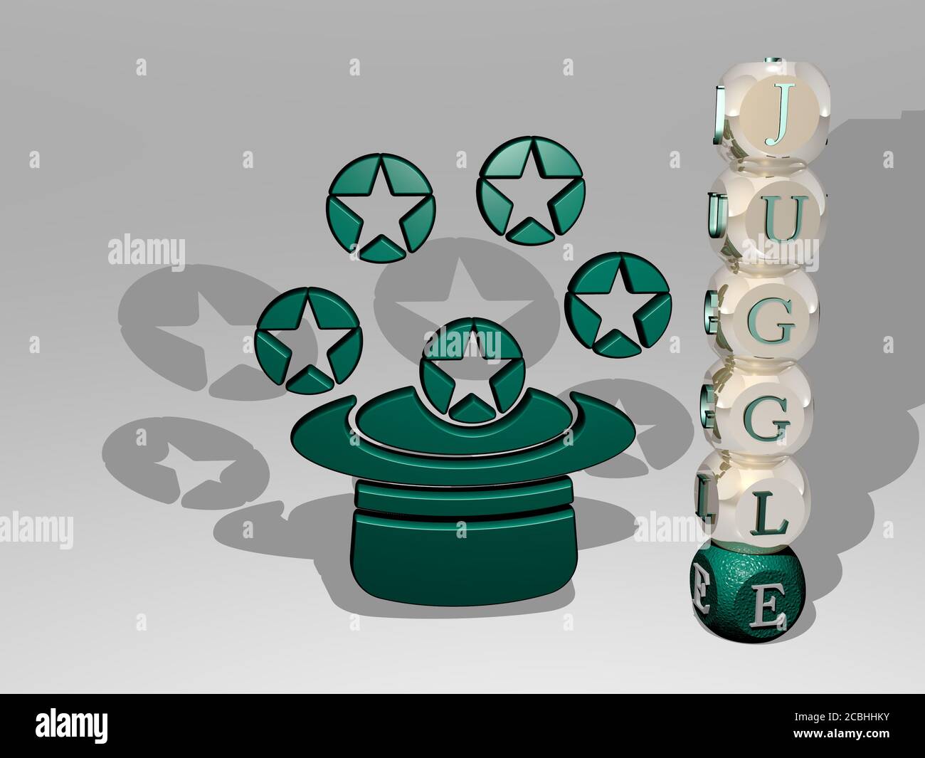 JUGGLE 3D icon beside the vertical text of individual letters - 3D ...