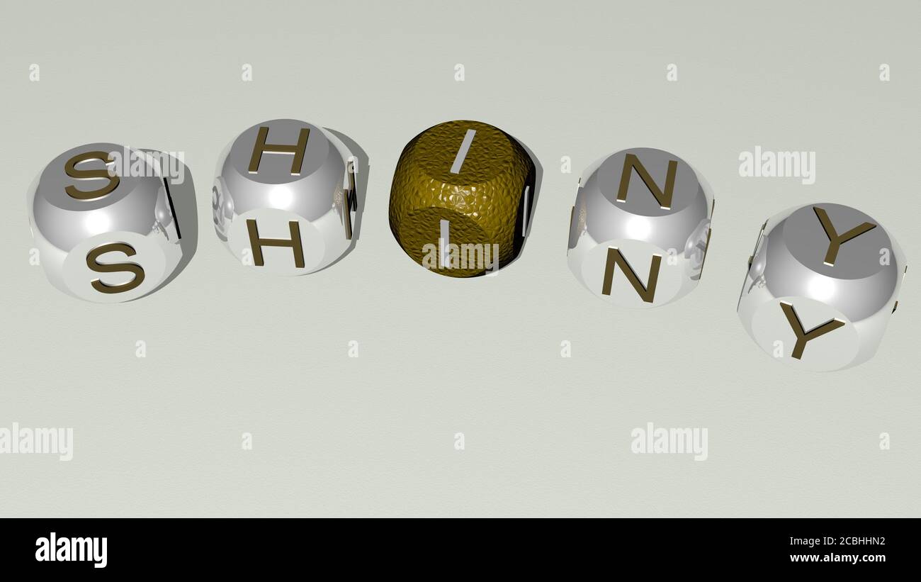 shiny curved text of cubic dice letters - 3D illustration for ...