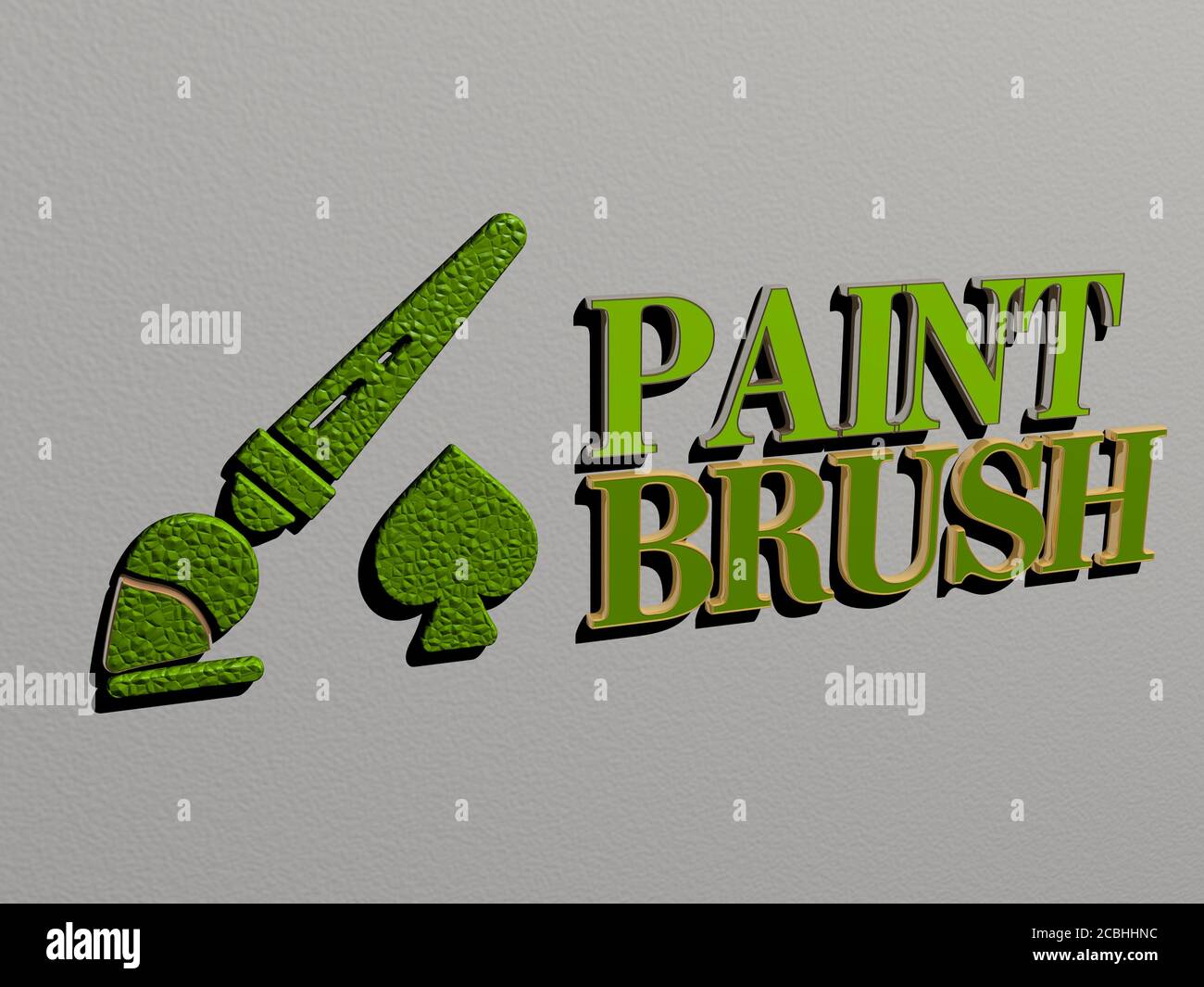 paint brush icon and text on the wall - 3D illustration for background ...