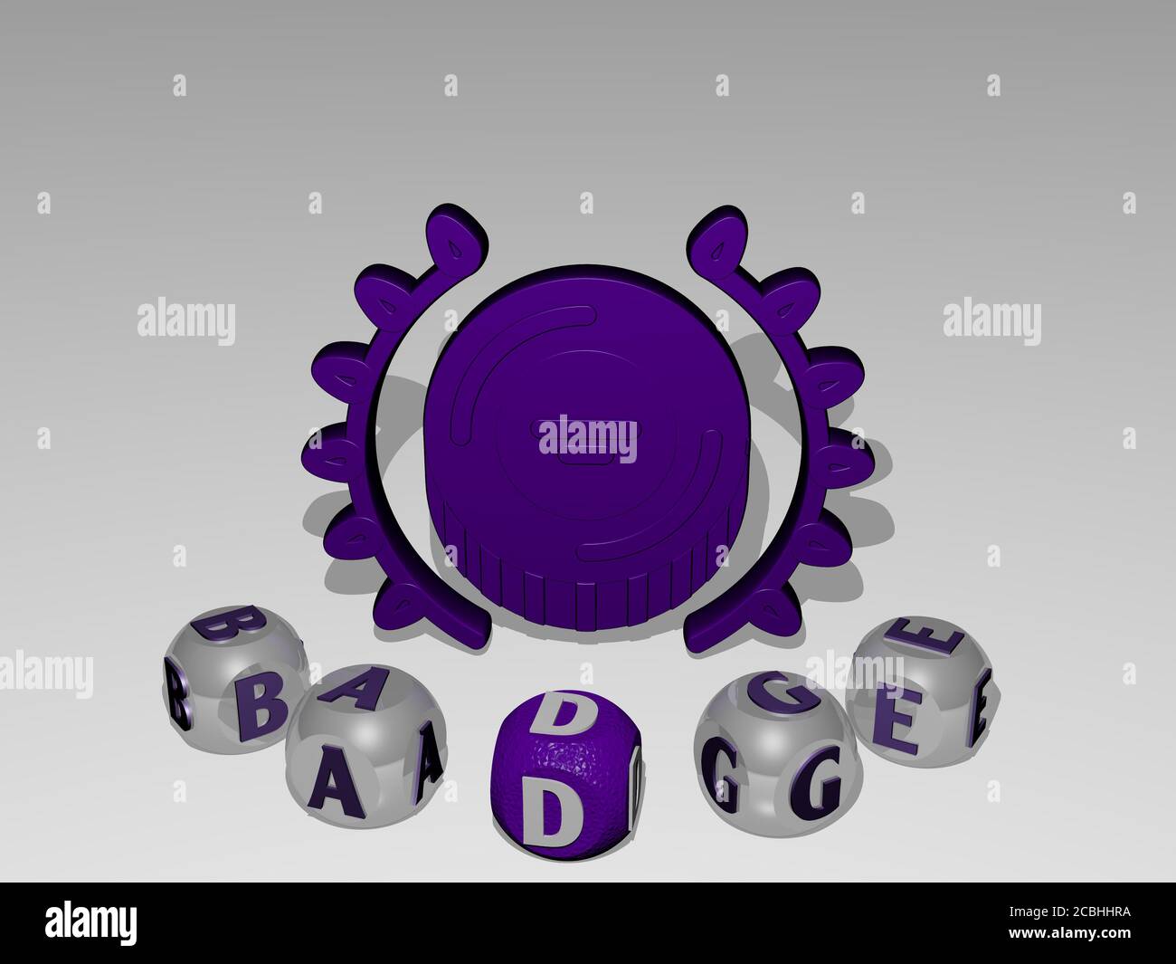 BADGE round text of cubic letters around 3D icon - 3D illustration for ...