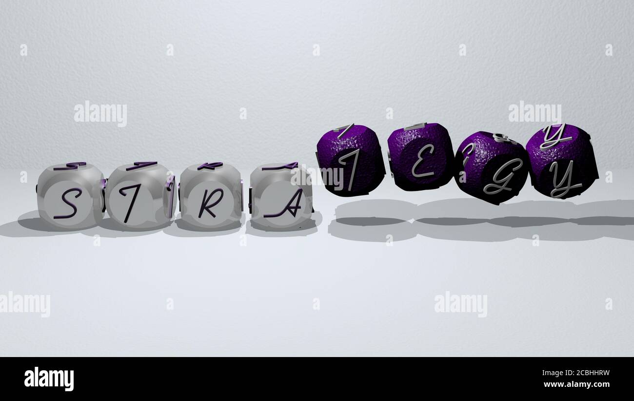 strategy dancing cubic letters - 3D illustration for business and ...