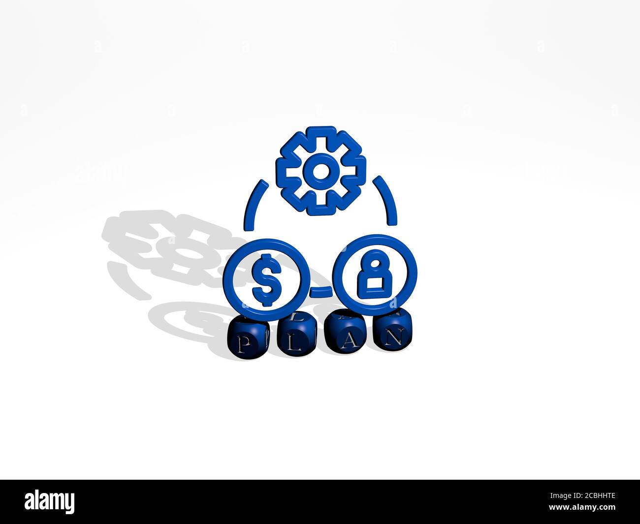 PLAN 3D icon over cubic letters - 3D illustration for business and ...