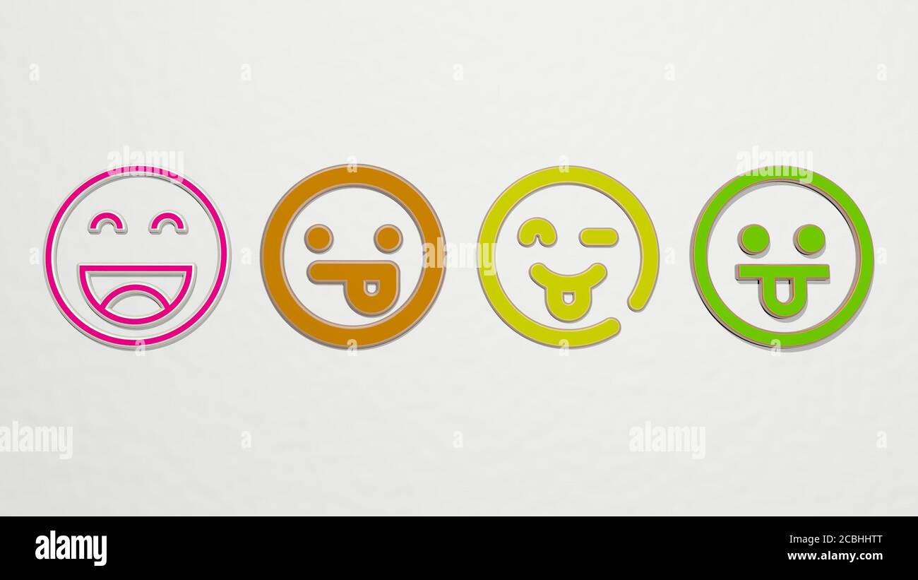 joke 4 icons set - 3D illustration for funny and fun Stock Photo - Alamy