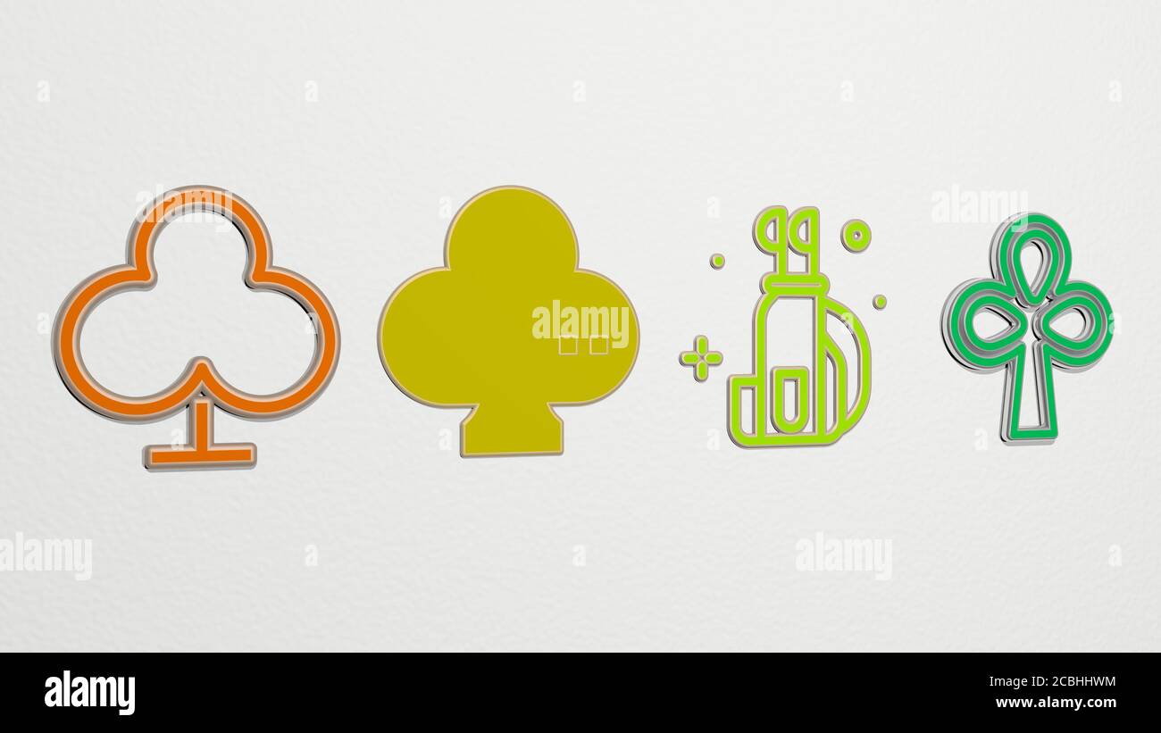 CLUBS 4 icons set - 3D illustration for background and card Stock Photo ...