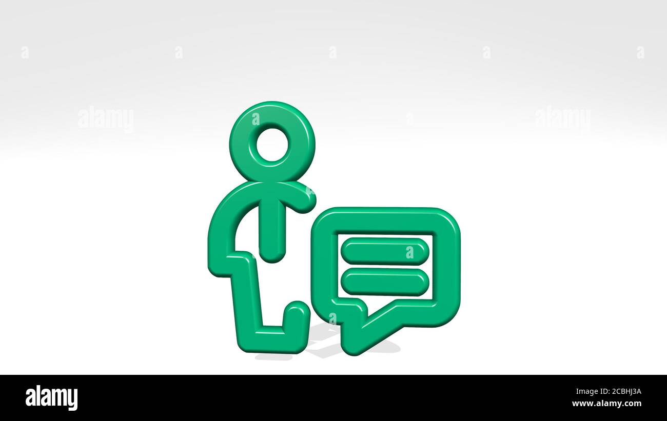 single man actions chat 3D icon casting shadow - 3D illustration for ...
