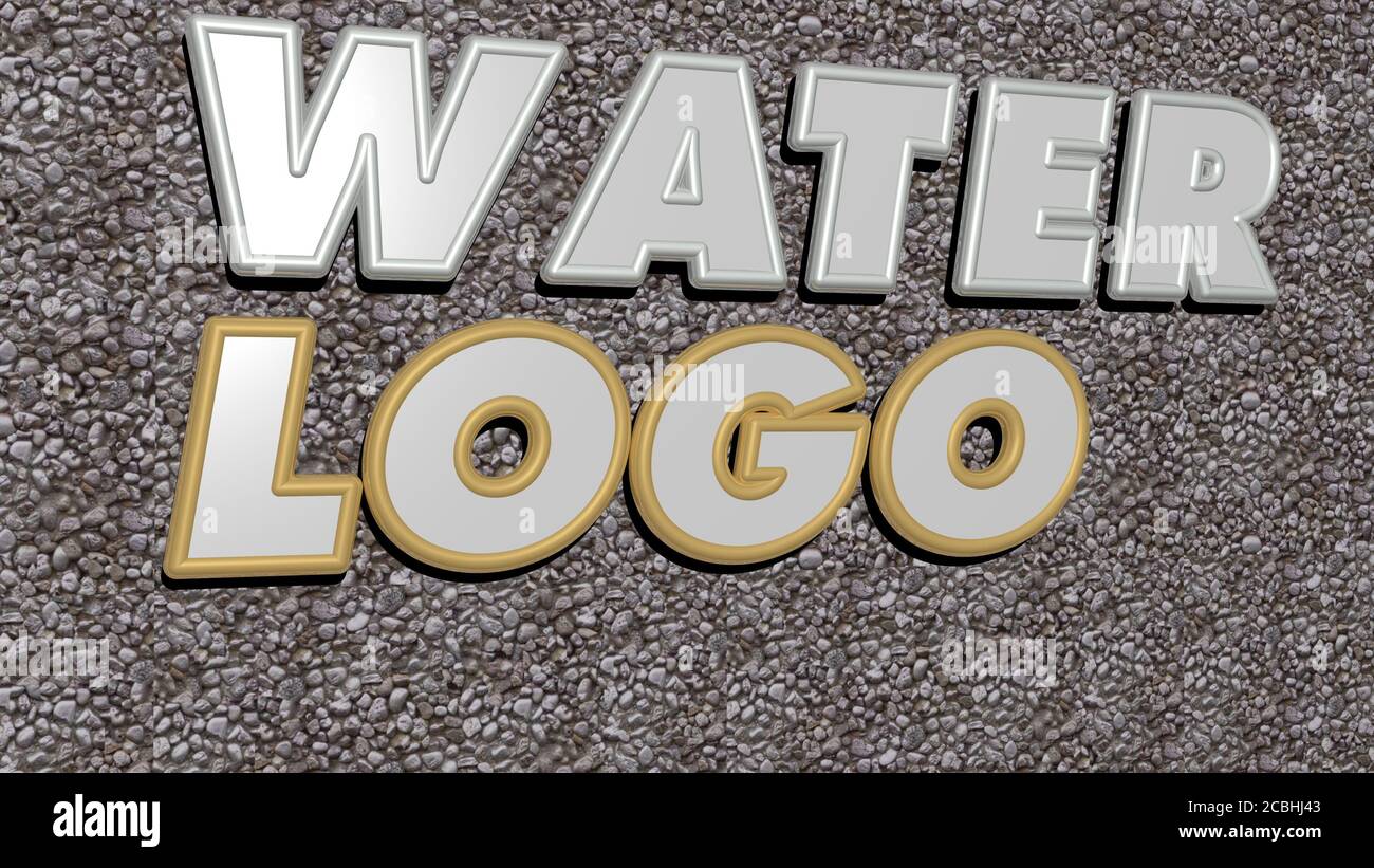 WATER LOGO text on textured wall - 3D illustration for background and ...