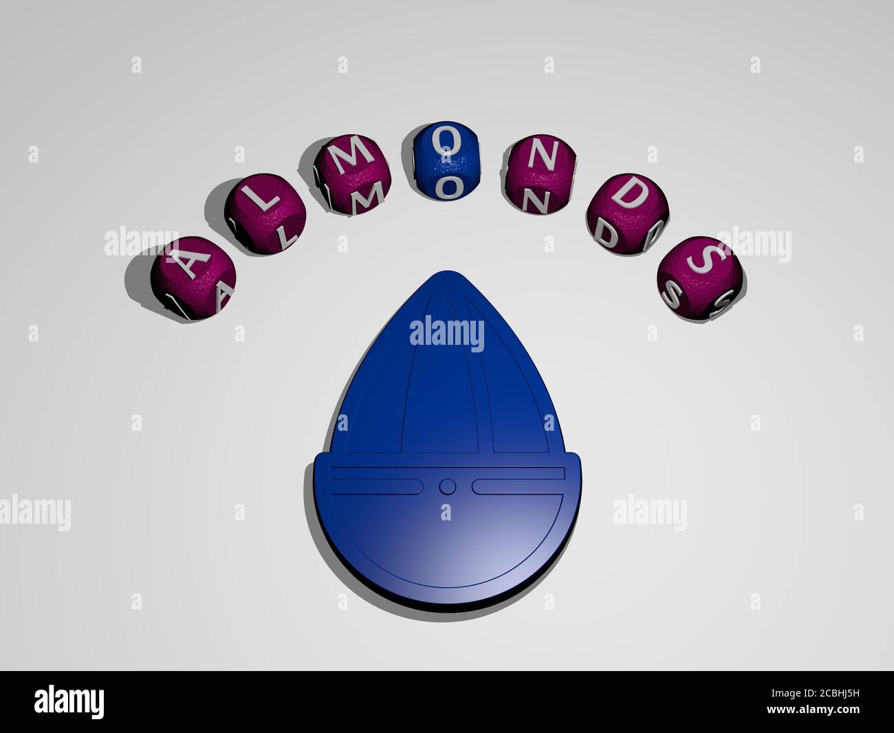 ALMONDS icon surrounded by the text of individual letters - 3D ...