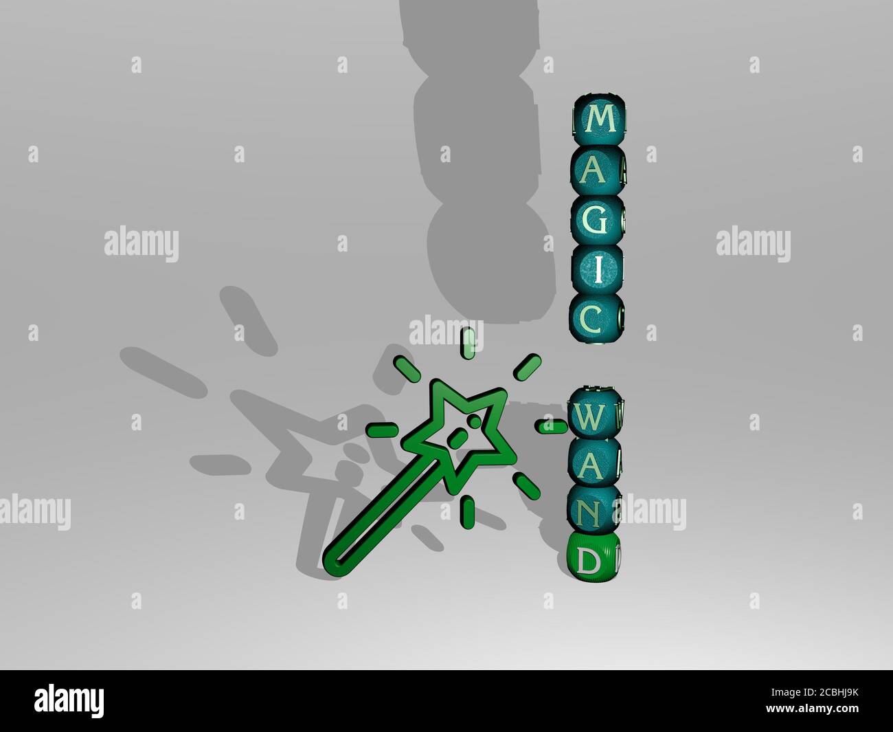 MAGIC WAND text beside the 3D icon - 3D illustration for background and ...