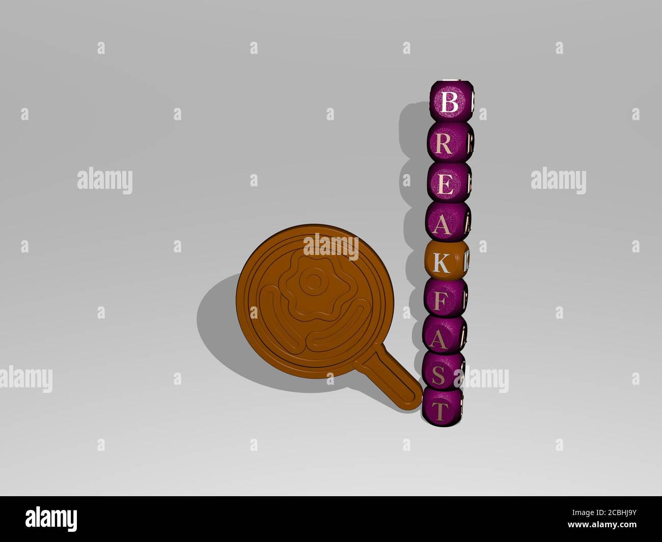 BREAKFAST text beside the 3D icon - 3D illustration for background and ...