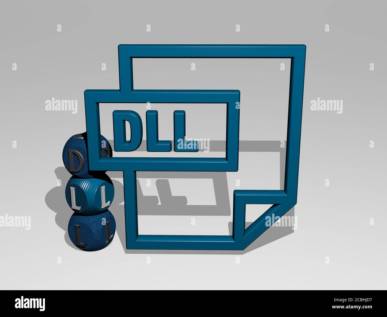 DLL 3D icon and dice letter text - 3D illustration Stock Photo - Alamy