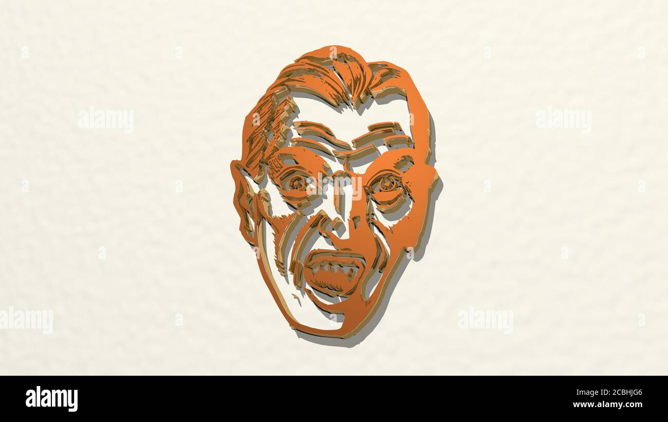 scary man face 3D drawing icon - 3D illustration for halloween and ...