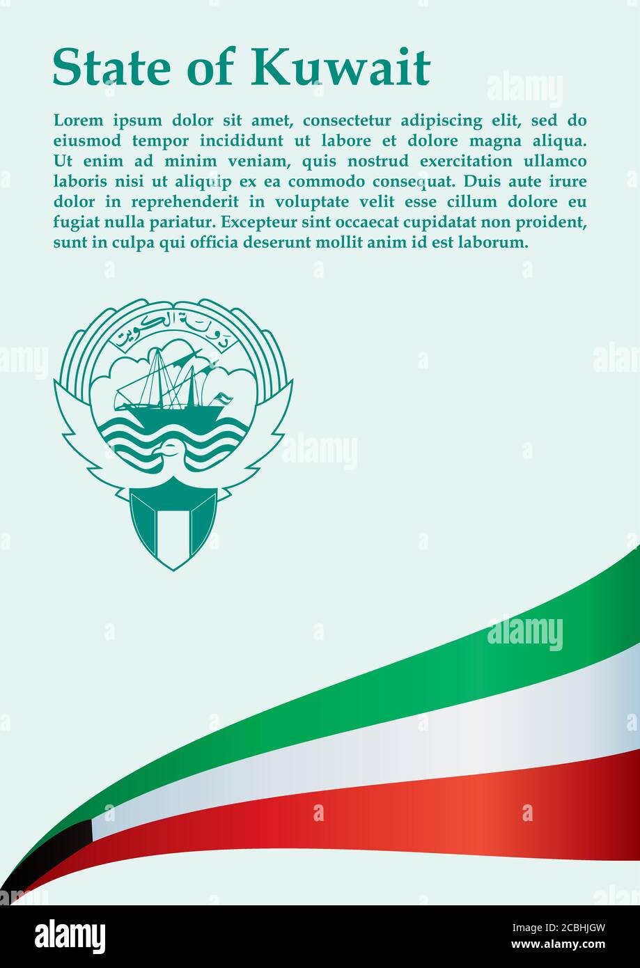 Flag of Kuwait, State of Kuwait. National day of Kuwait. Template for ...