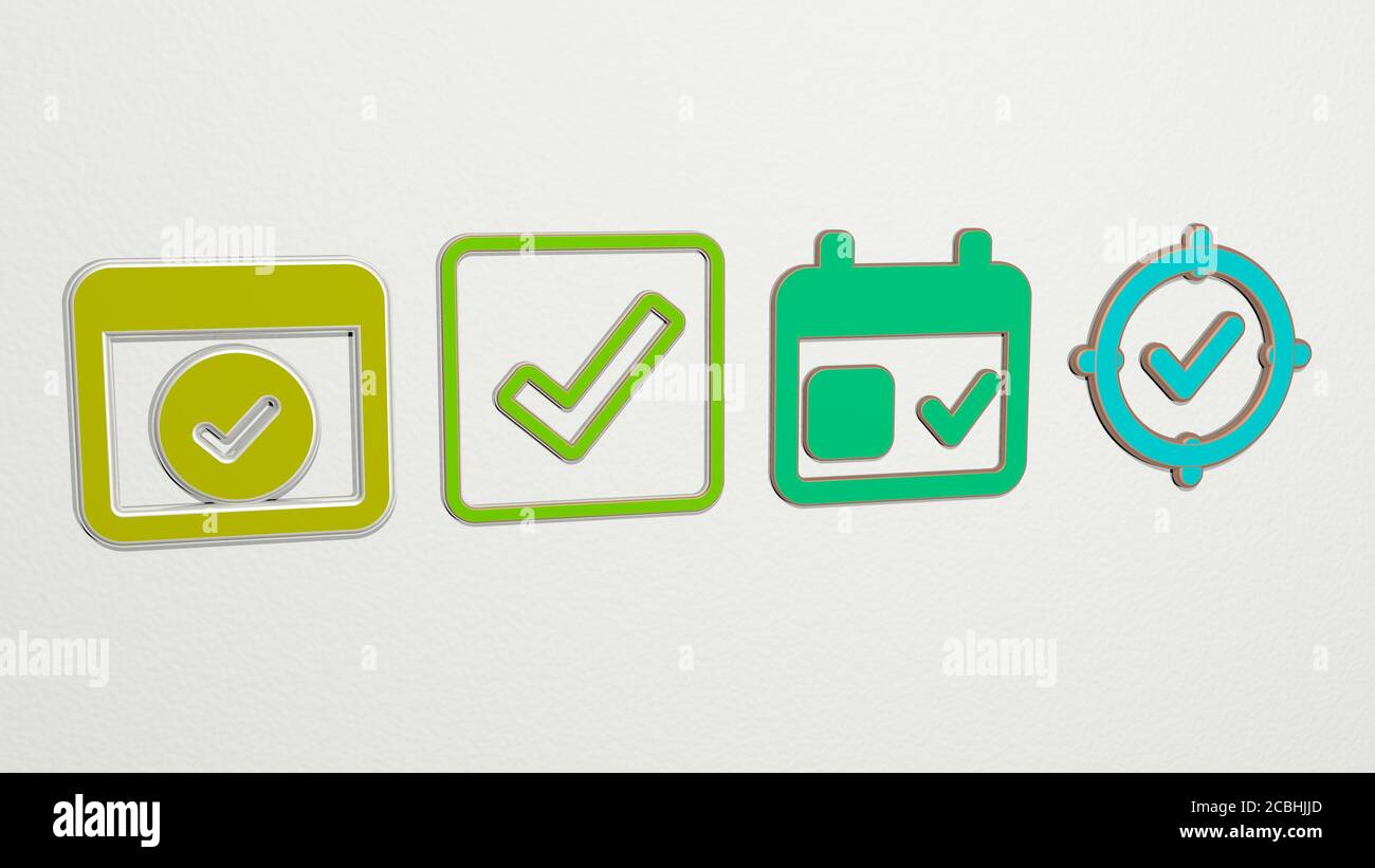 tick mark 4 icons set - 3D illustration Stock Photo - Alamy