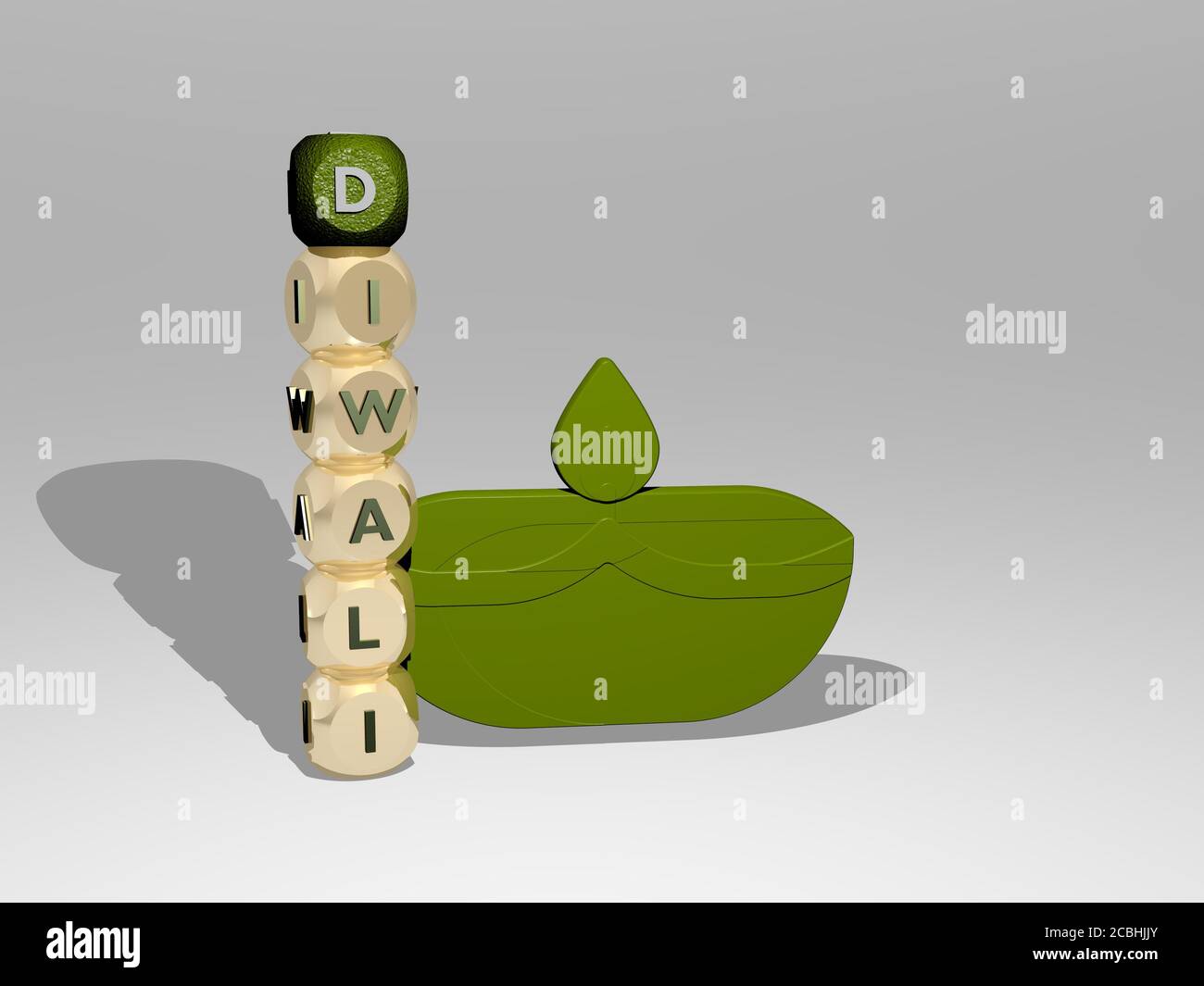 3D illustration of diwali graphics and text around the icon made by ...