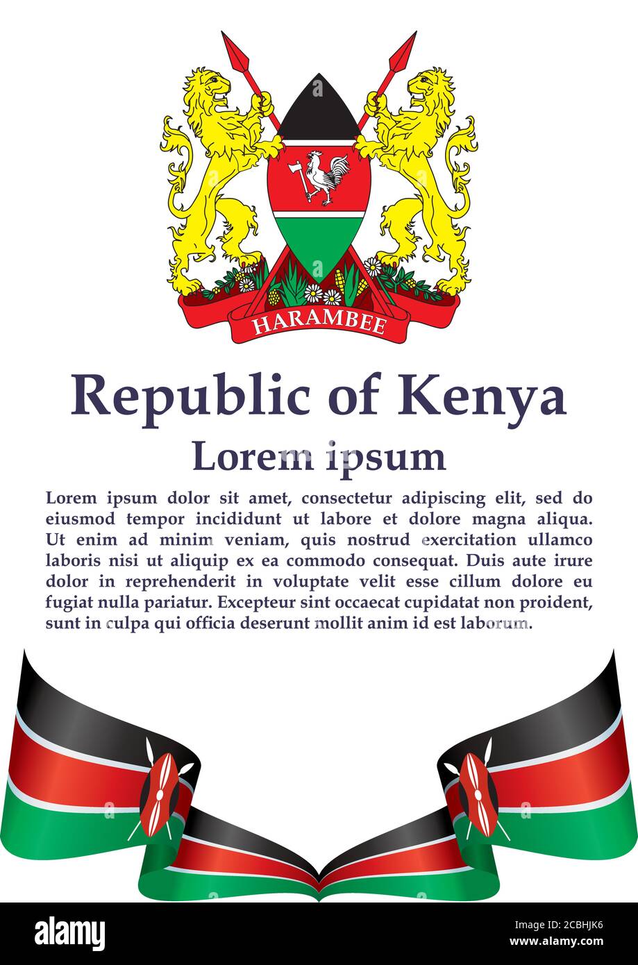 Flag of Kenya, Republic of Kenya. Template for award design, an ...