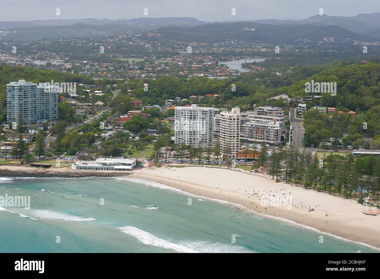 Empty beach in front of a city Stock Photo - Alamy