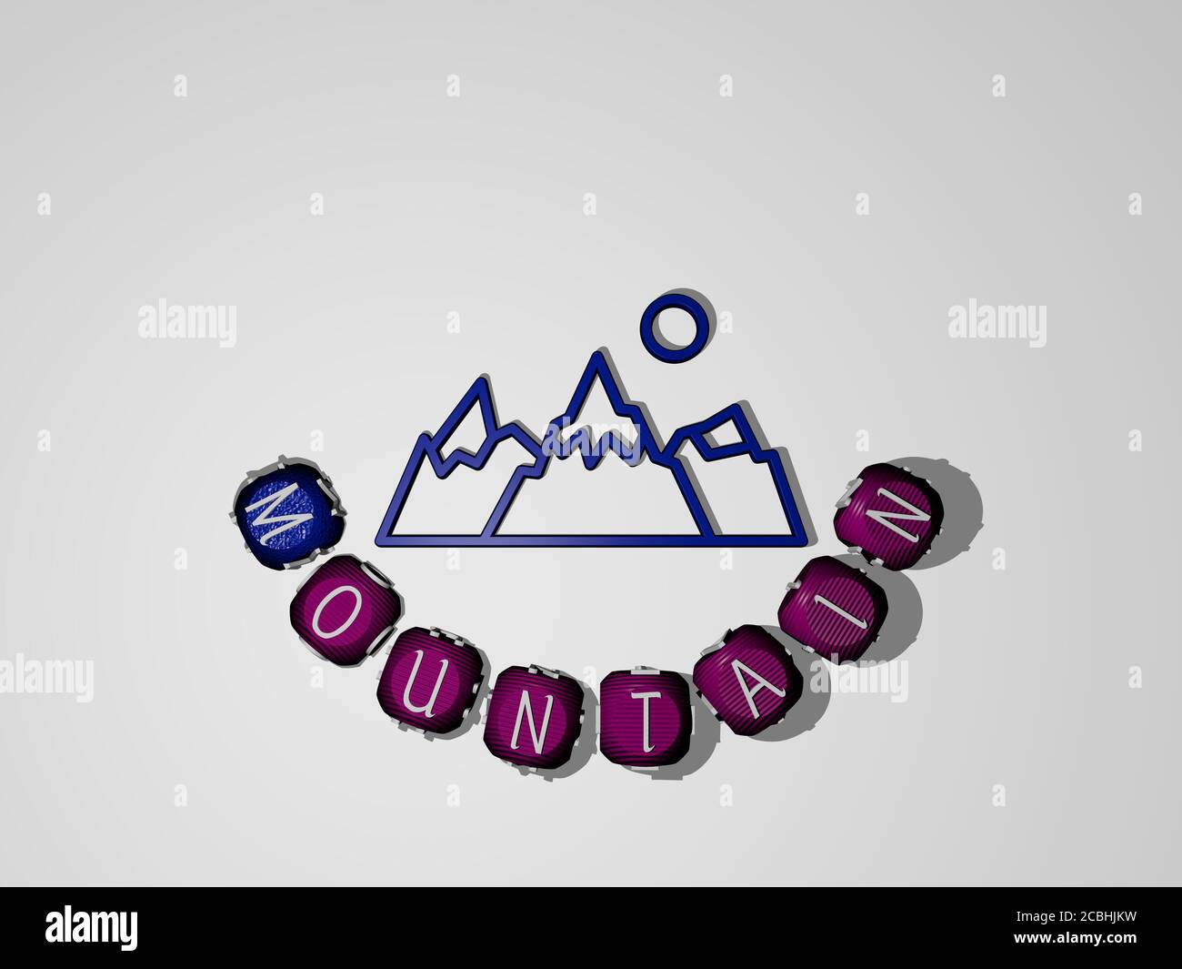 MOUNTAIN text around the 3D icon - 3D illustration for landscape and ...