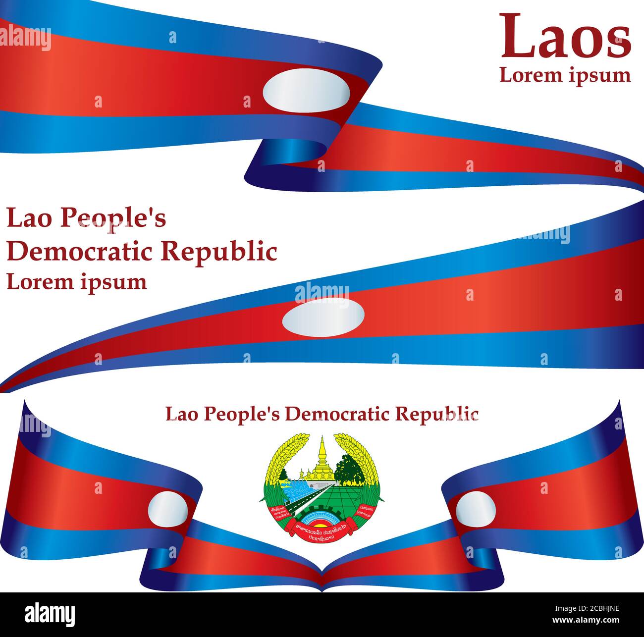 Flag of Laos, Lao People's Democratic Republic. Template for award ...